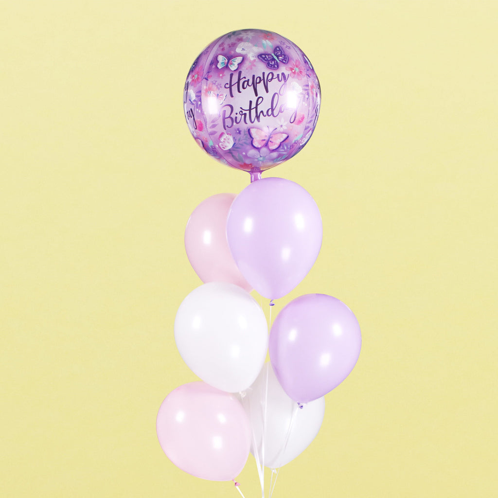 Lilac Butterfly Balloons 7 pieces | Online Helium Balloon Delivery KL/PJ