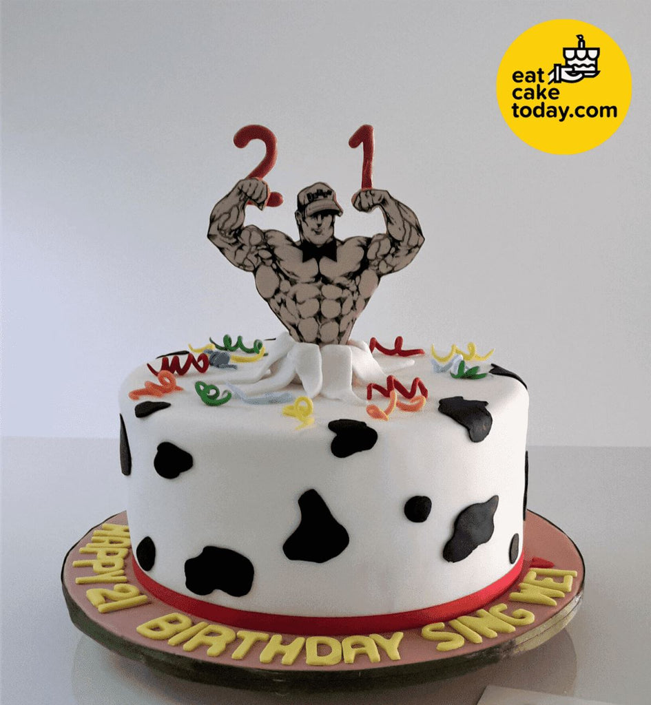 Customized White Cow Muscular Guy | Eat Cake Today | Delivery KL/PJ